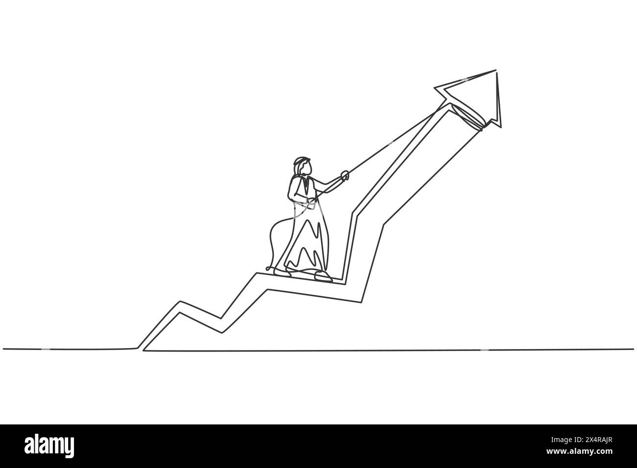 Single one line drawing of young attractive male Arabic entrepreneur ...