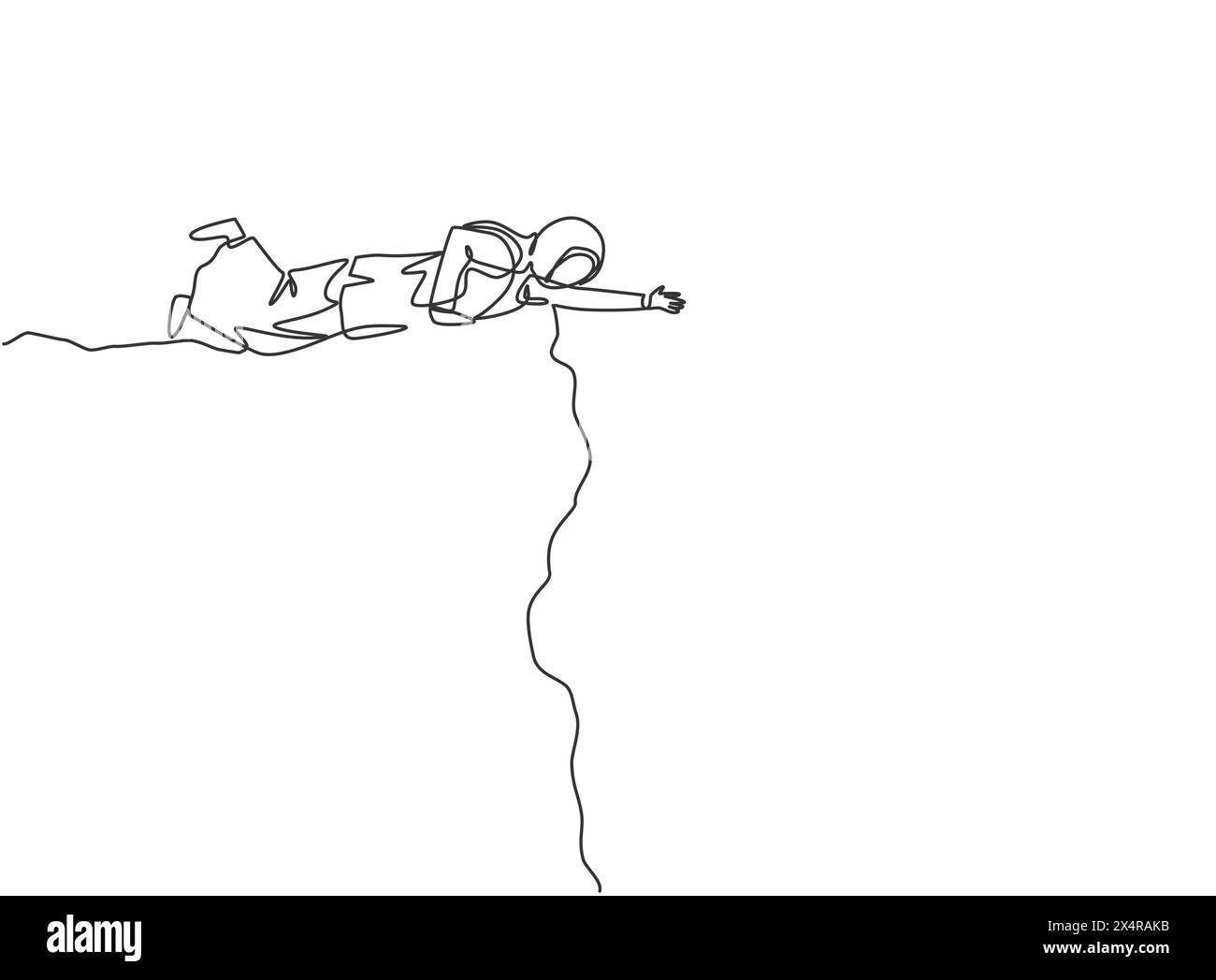 Single one line drawing young Arab business woman lend a hand to reach ...