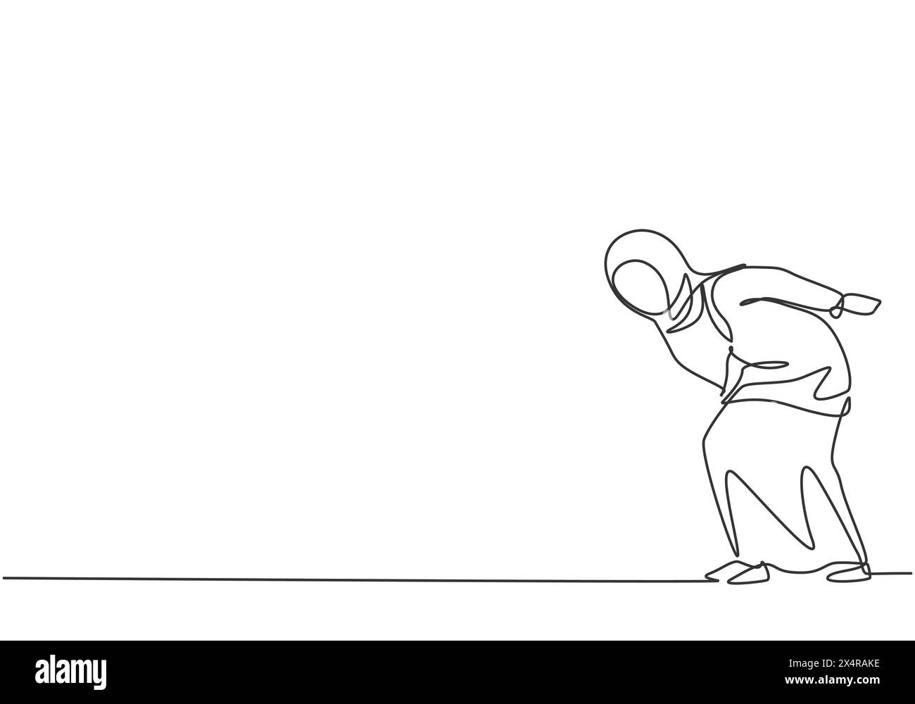 Single one line drawing of young Arabian business woman bent over ...