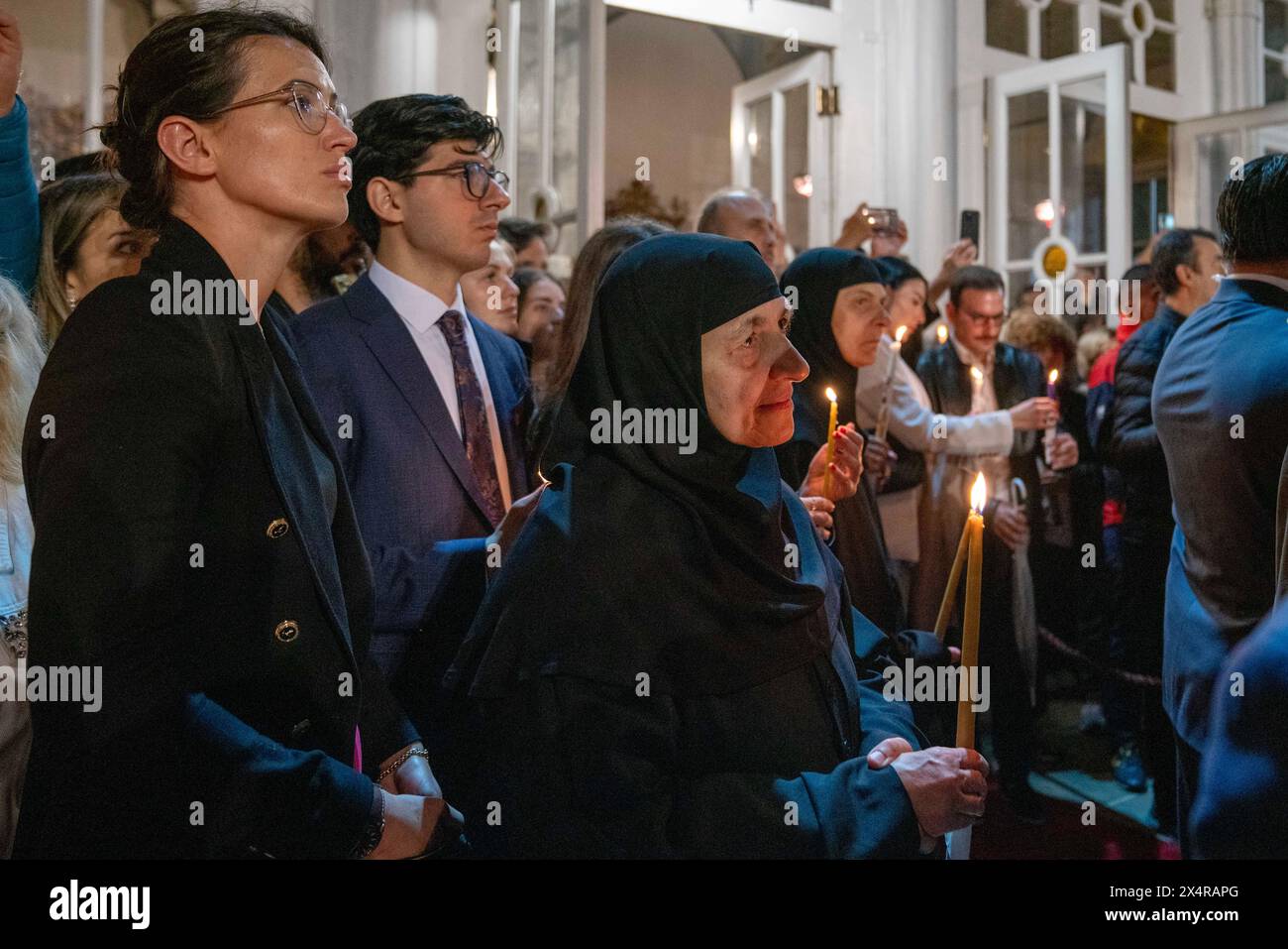 May 5, 2024, Fatih, Istanbul, Turkey: Orthodox Christian believers hold ...