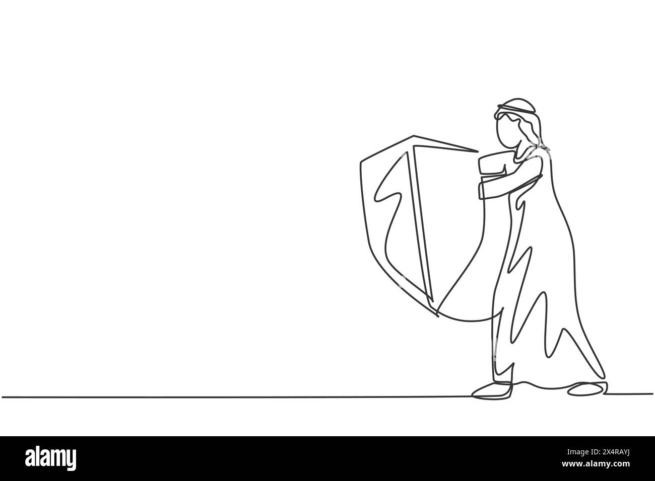 Single one line drawing of young Arabian male entrepreneur holding ...