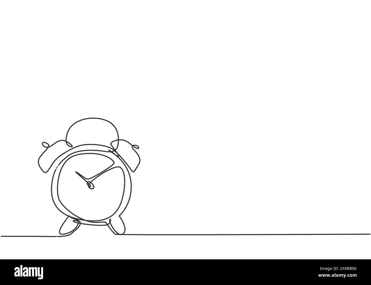 Single continuous line drawing of old retro alarm analog clock on the ...