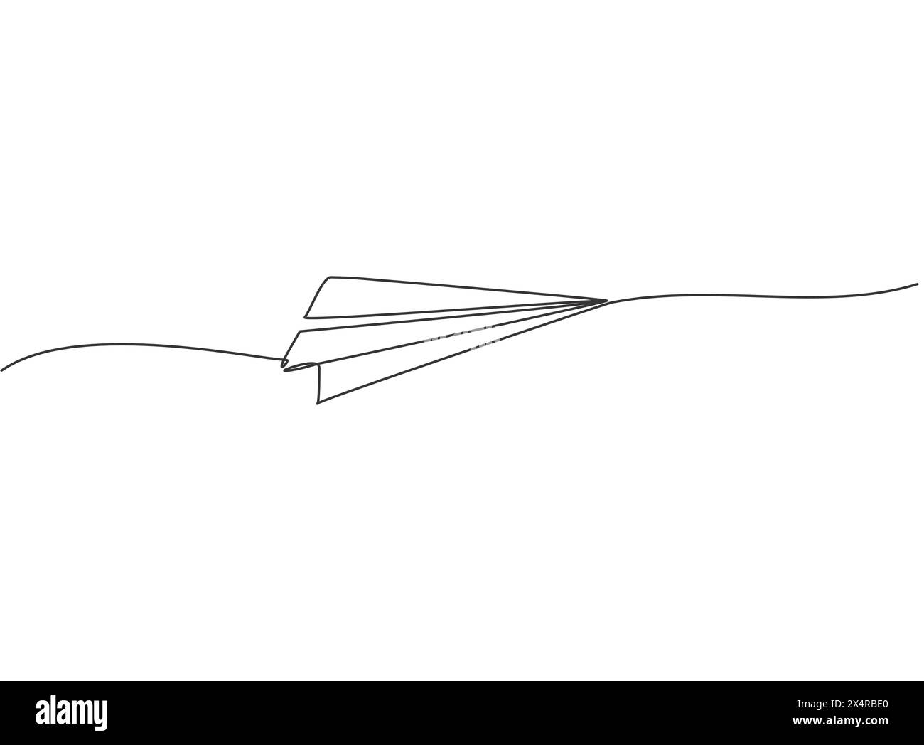 Continuous one line drawing of paper airplane flying on the sky with ...