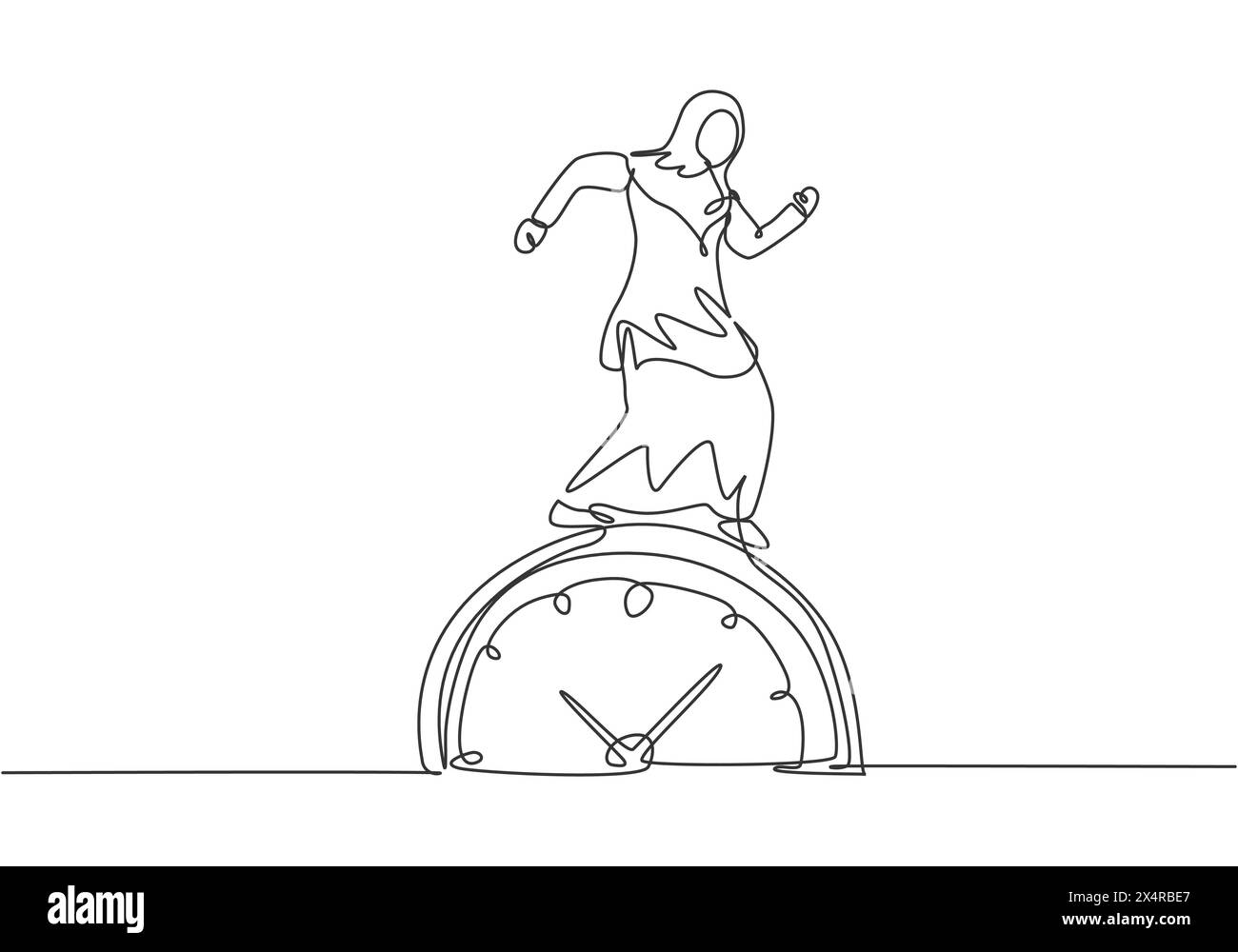 Single one line drawing of young Arabian business woman walking on the ...