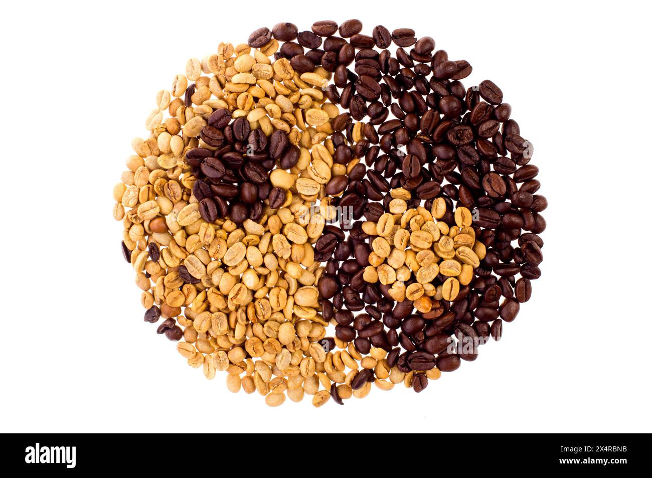 shape of yin-yang symbol made from coffee beans, isolated on white ...