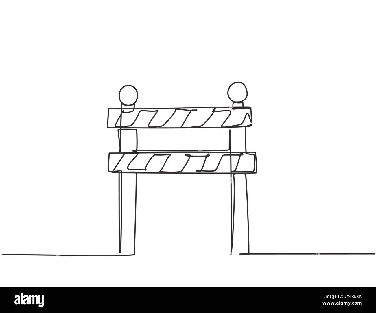Continuous one line drawing striped under construction board located on ...