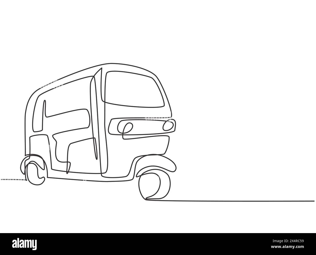 Single continuous line drawing rickshaw traditional transportation in ...
