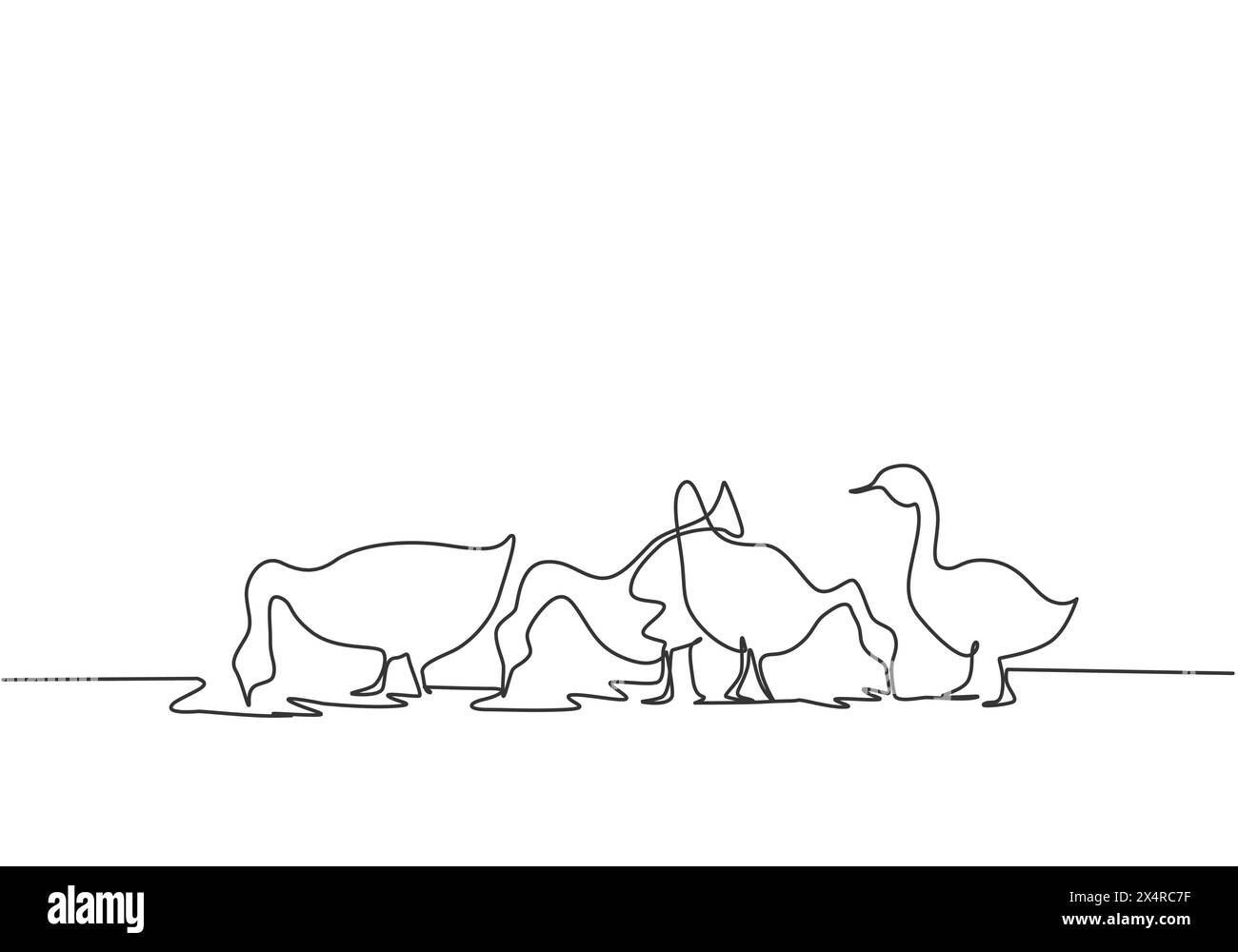 Single one line drawing of the geese are being fed to be healthy and ...