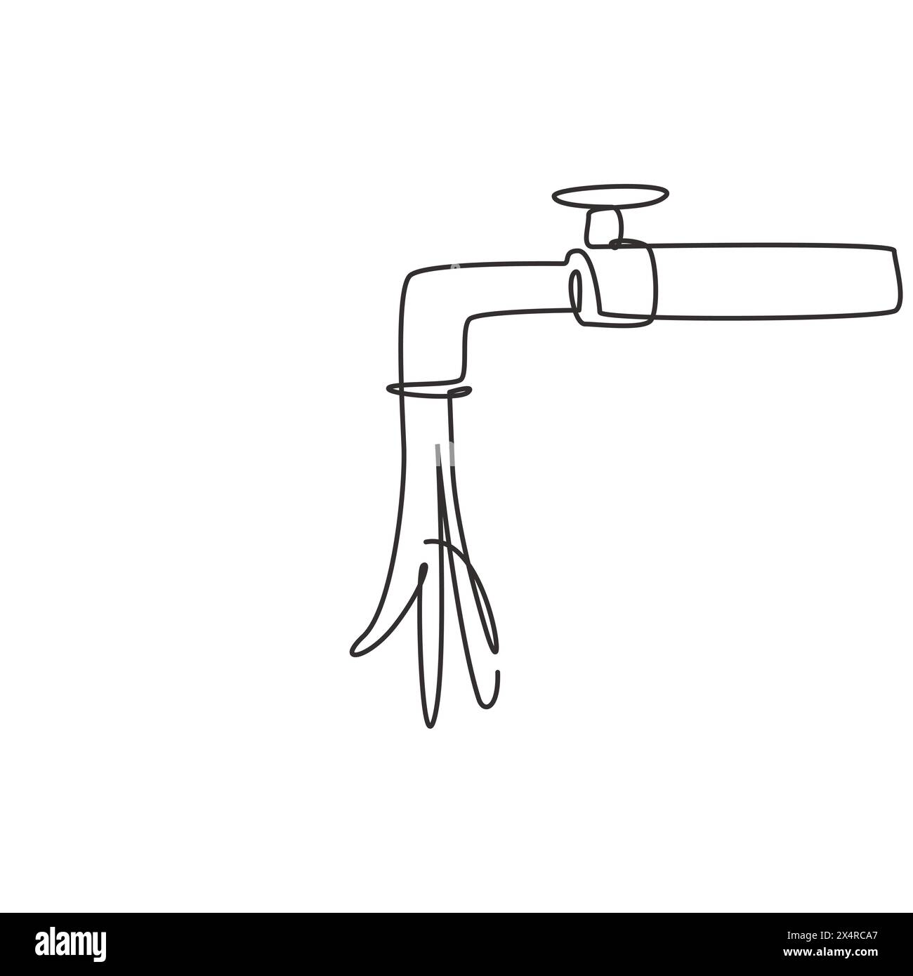 Single one line drawing of a splash of water falling from the water tap ...
