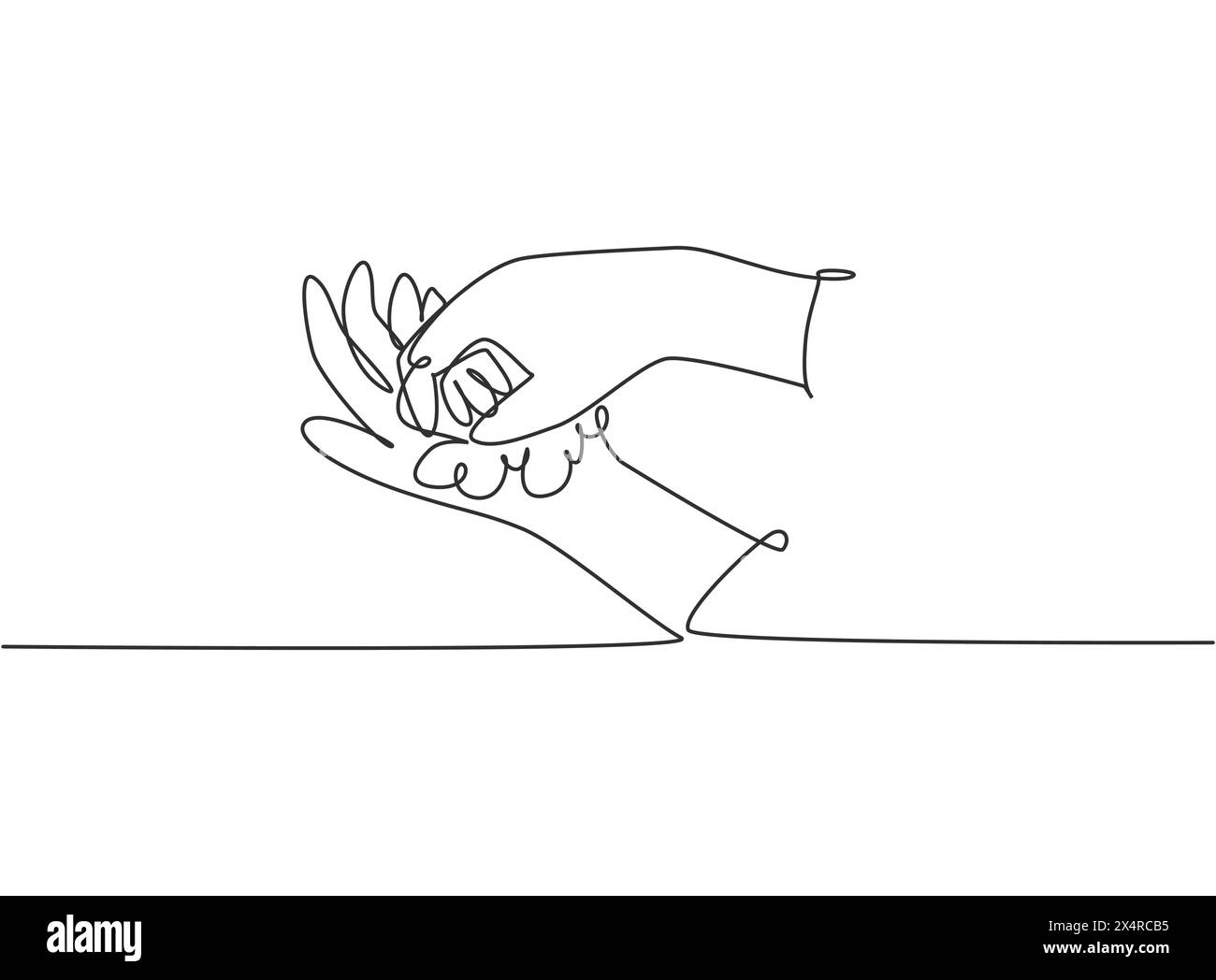 Continuous one line drawing twelve steps hand washing by rubbing the ...