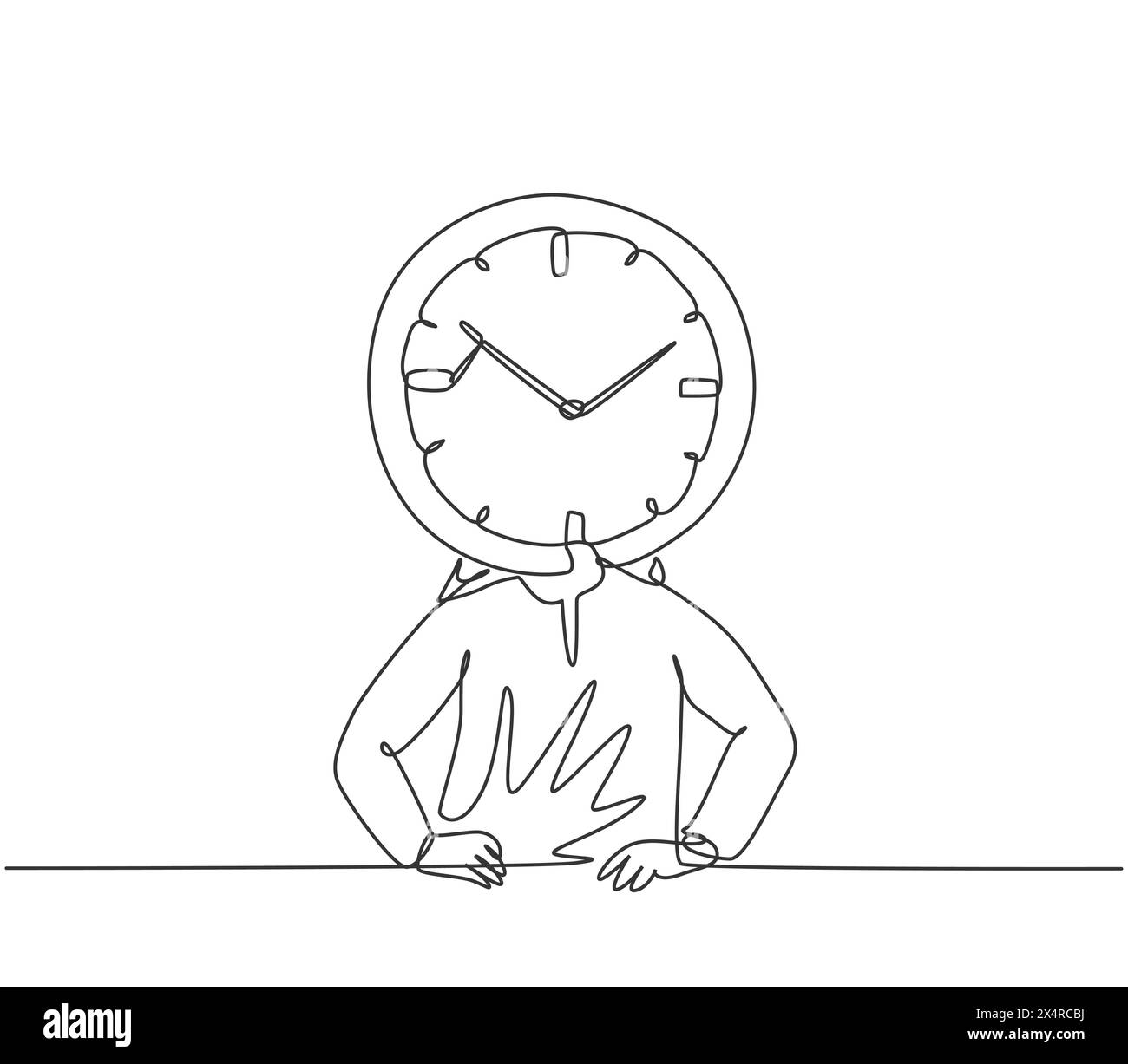 Single one line drawing of young Arabian business man with analog clock ...