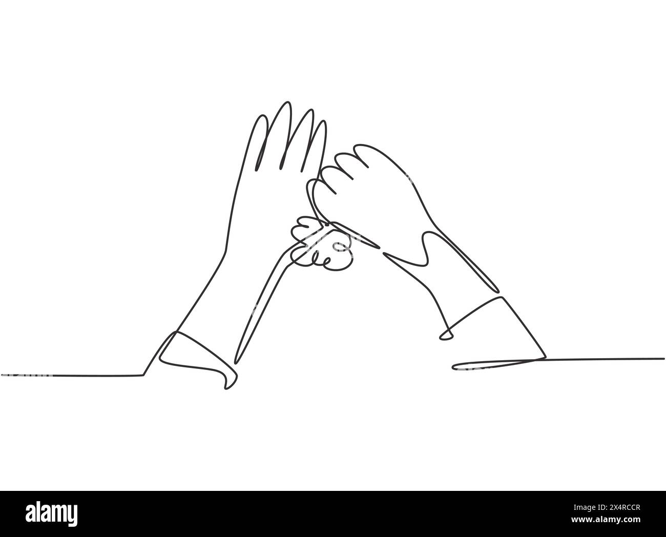 Single continuous line drawing twelve steps hand washing by rubbing the ...