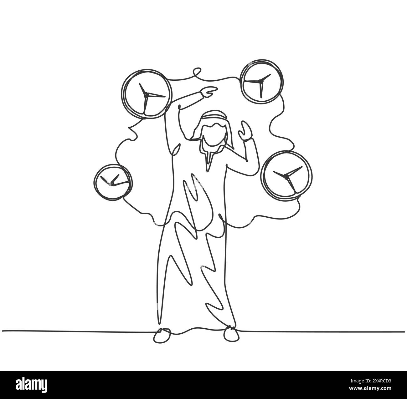 Single one line drawing of young stressful Arabian business man ...