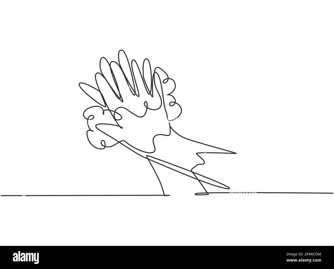 Continuous one line drawing twelve steps hand washing by rubbing ...