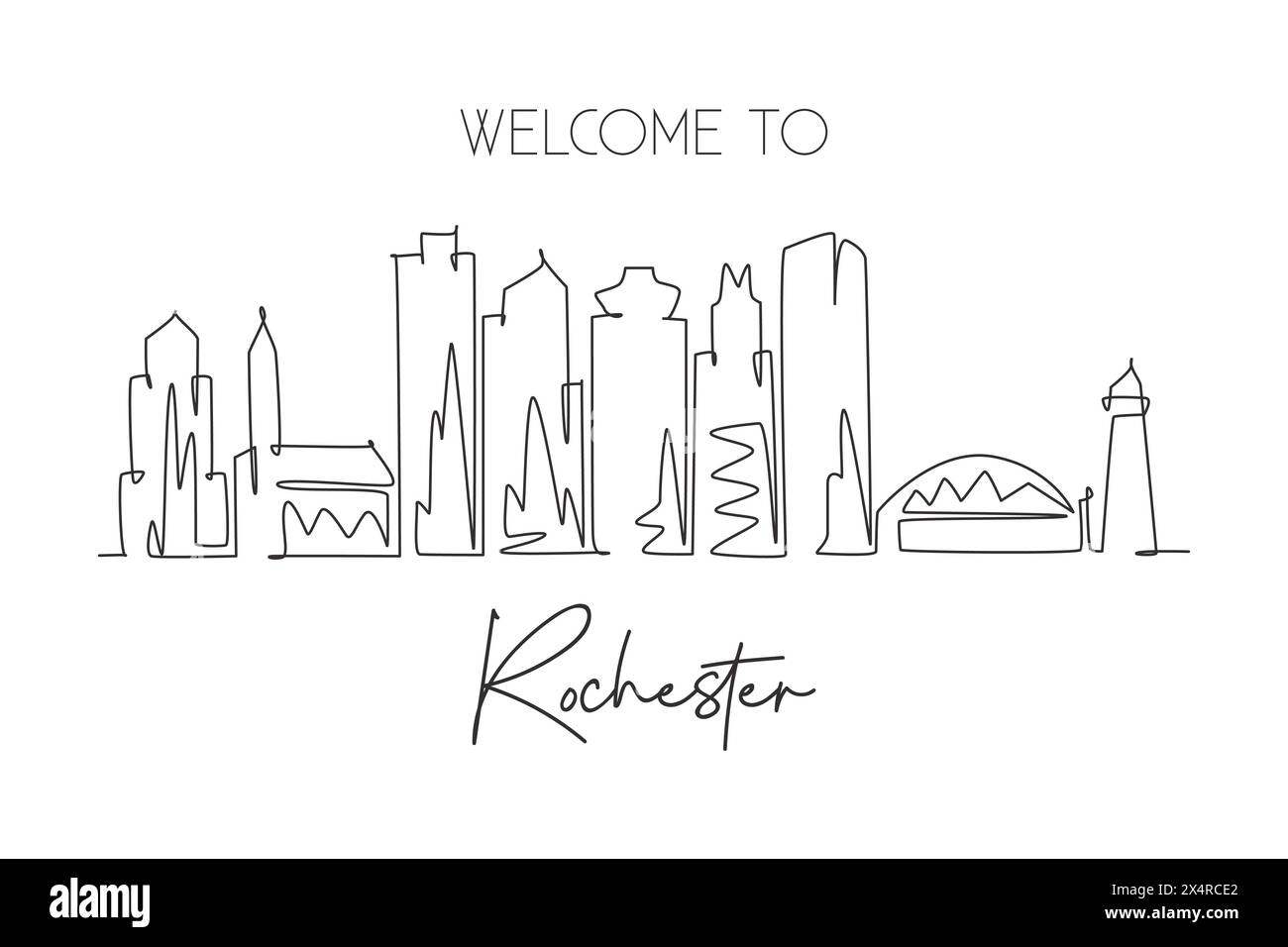 One single line drawing visit Rochester city skyline, New York State ...