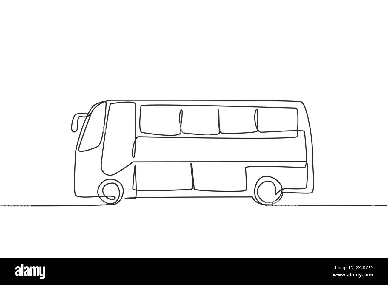 Single one line drawing of bus seen from the side that will serve ...