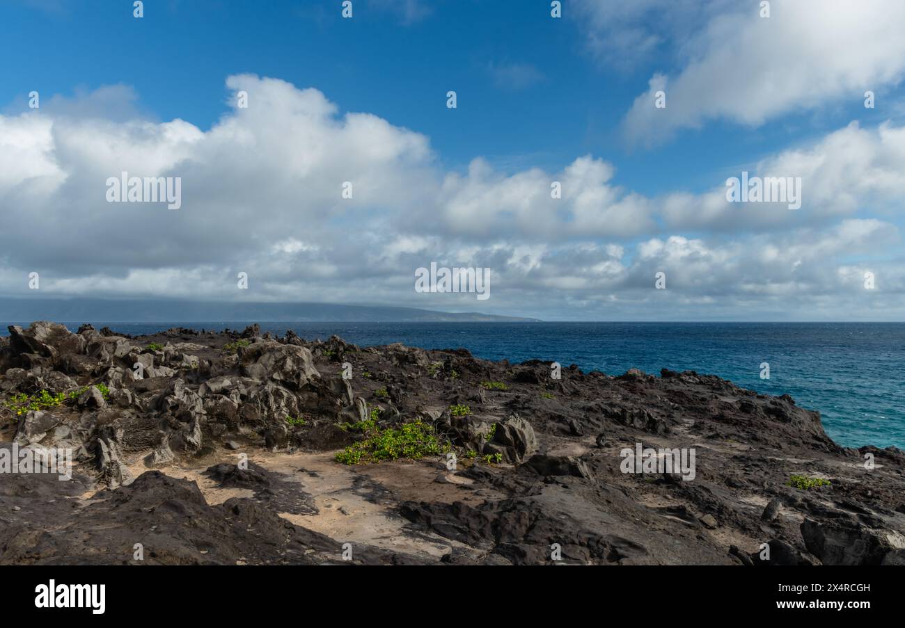 Beautiful Kapalua Coastal Trail vista on Maui, Hawaii, with Molokai ...