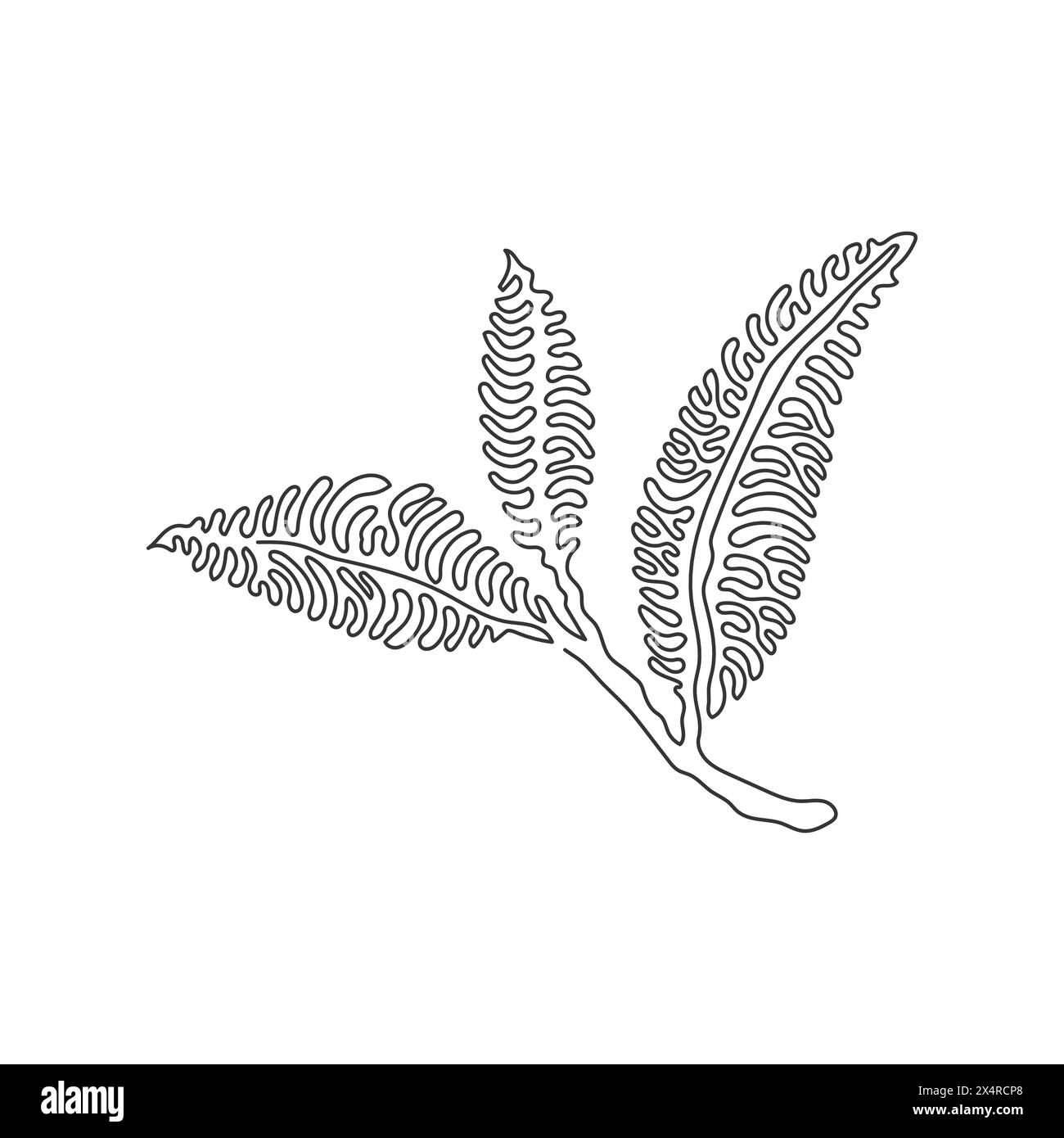 Single continuous line drawing healthy organic tea leaves for ...