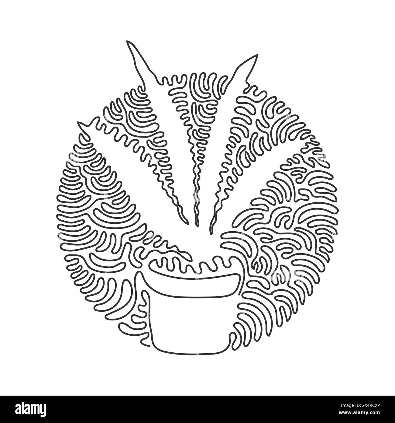 Single one line drawing potted snake plant for home decor logo identity ...
