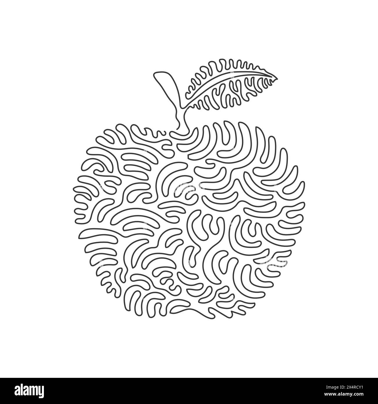 Single continuous line drawing whole healthy apples organic for orchard ...