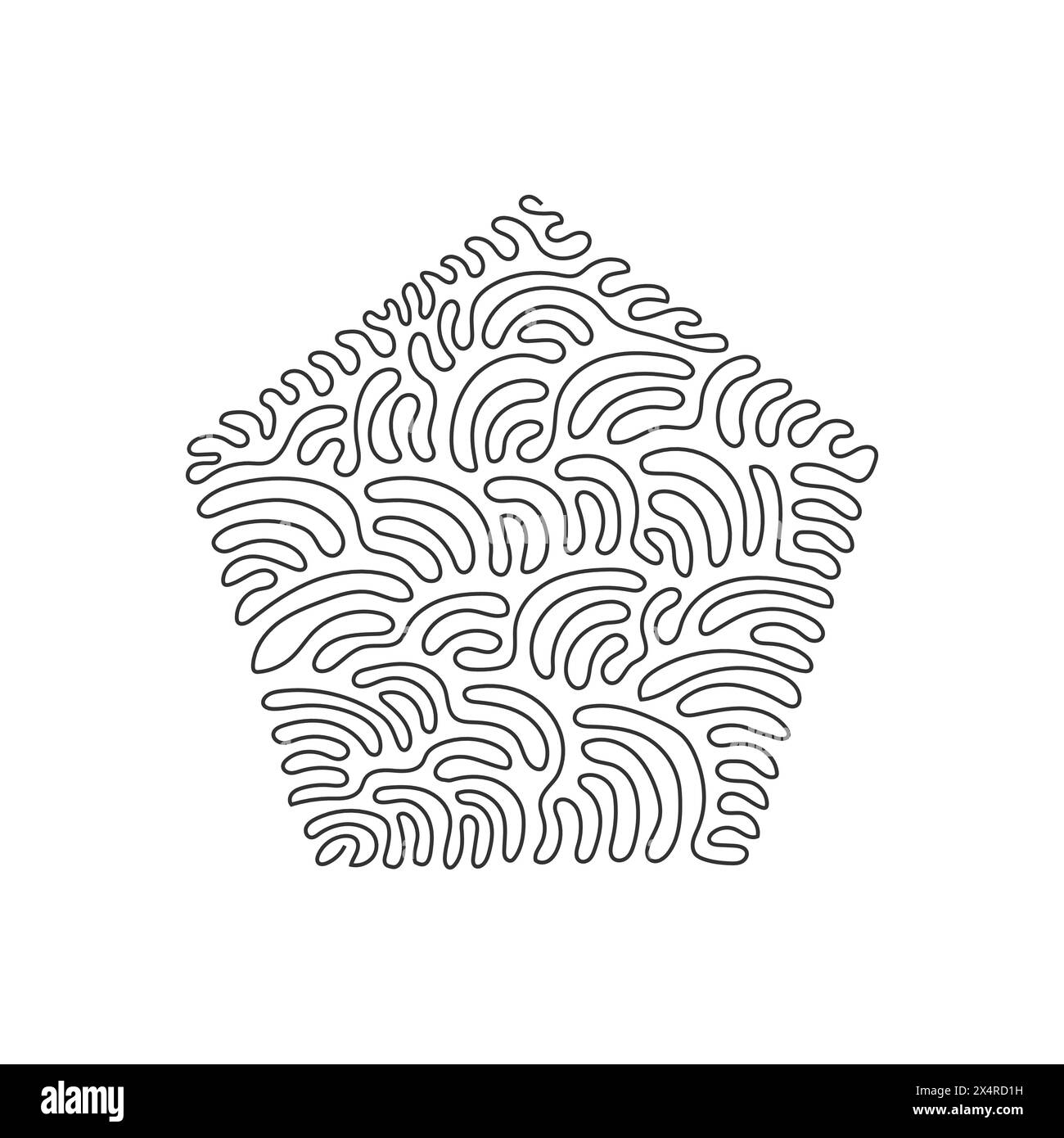 Continuous one line drawing geometric shapes, pentagon icon. Simple line, outline vector 3d ...