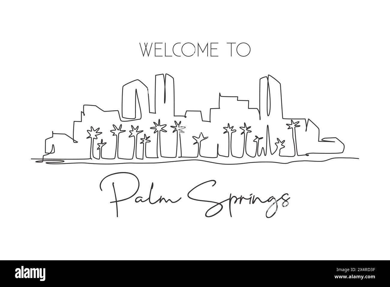 One continuous line drawing Palm Springs city skyline, California ...