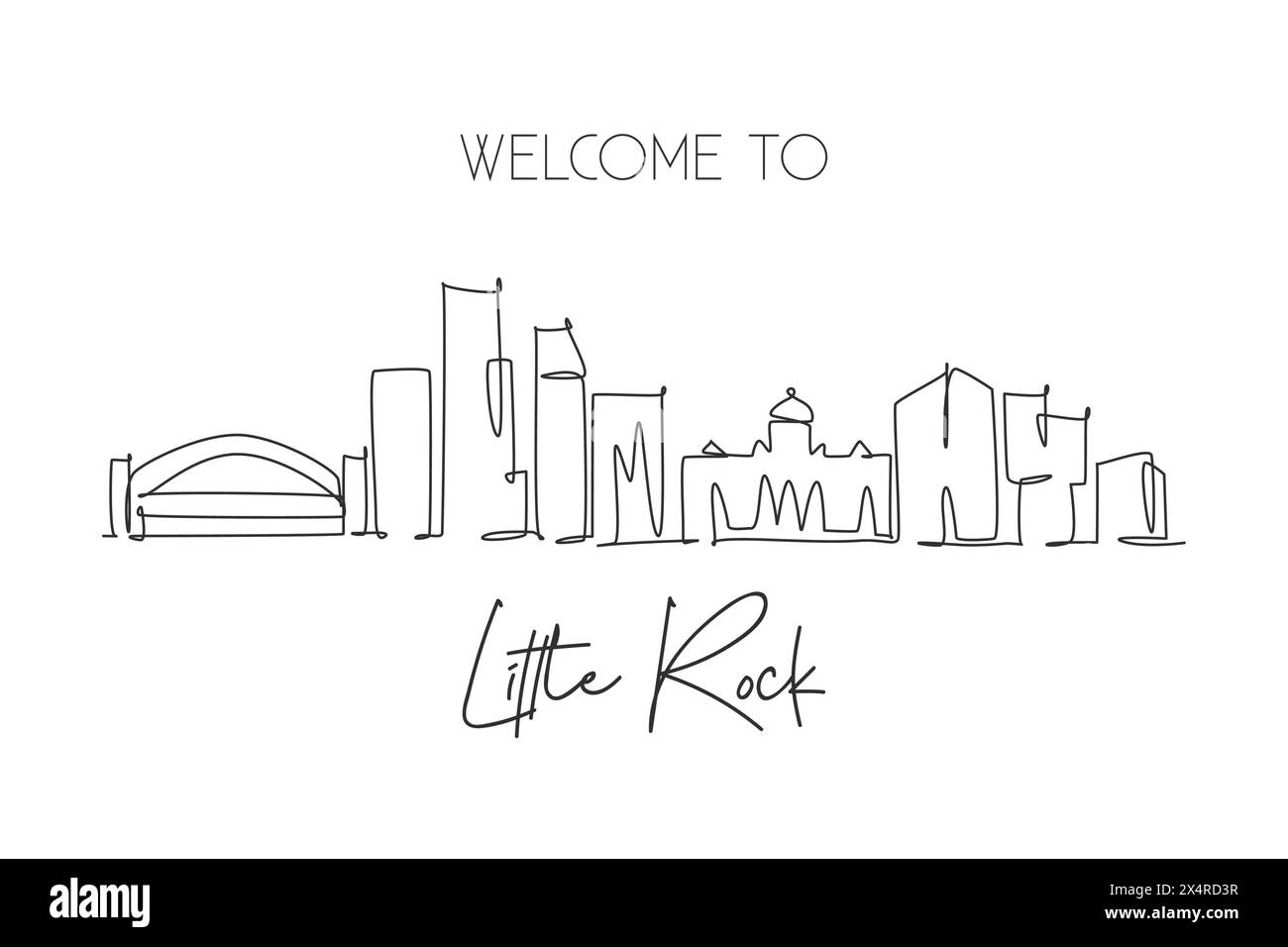 Single continuous line drawing of Little Rock skyline, Arkansas. Famous ...