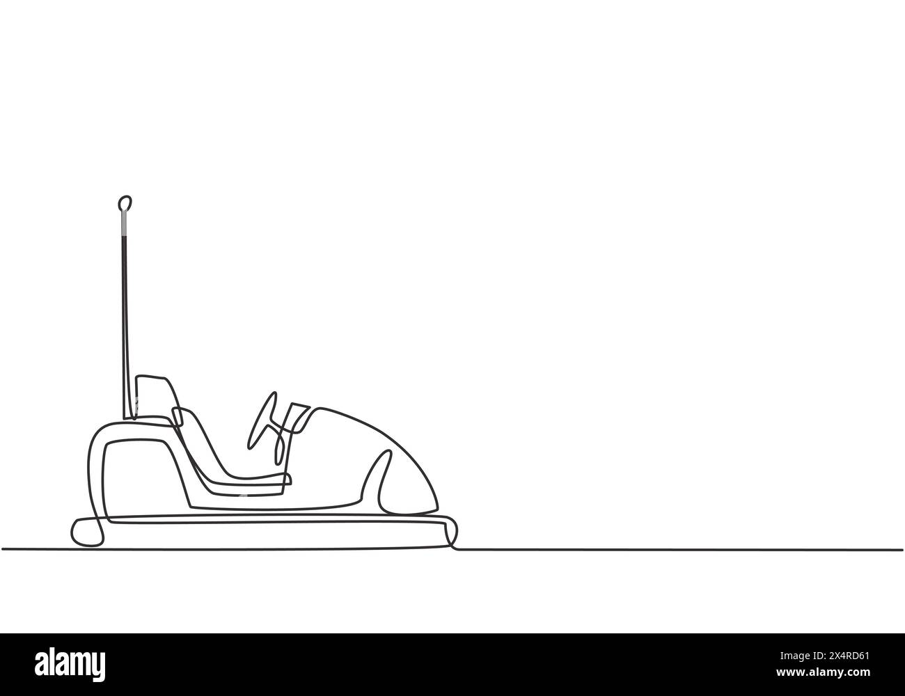 Single continuous line drawing electric dodgem car in amusement park ...