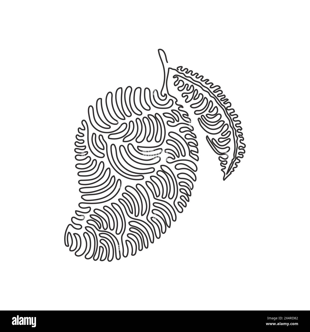 Single one line drawing healthy organic mango for orchard logo identity ...