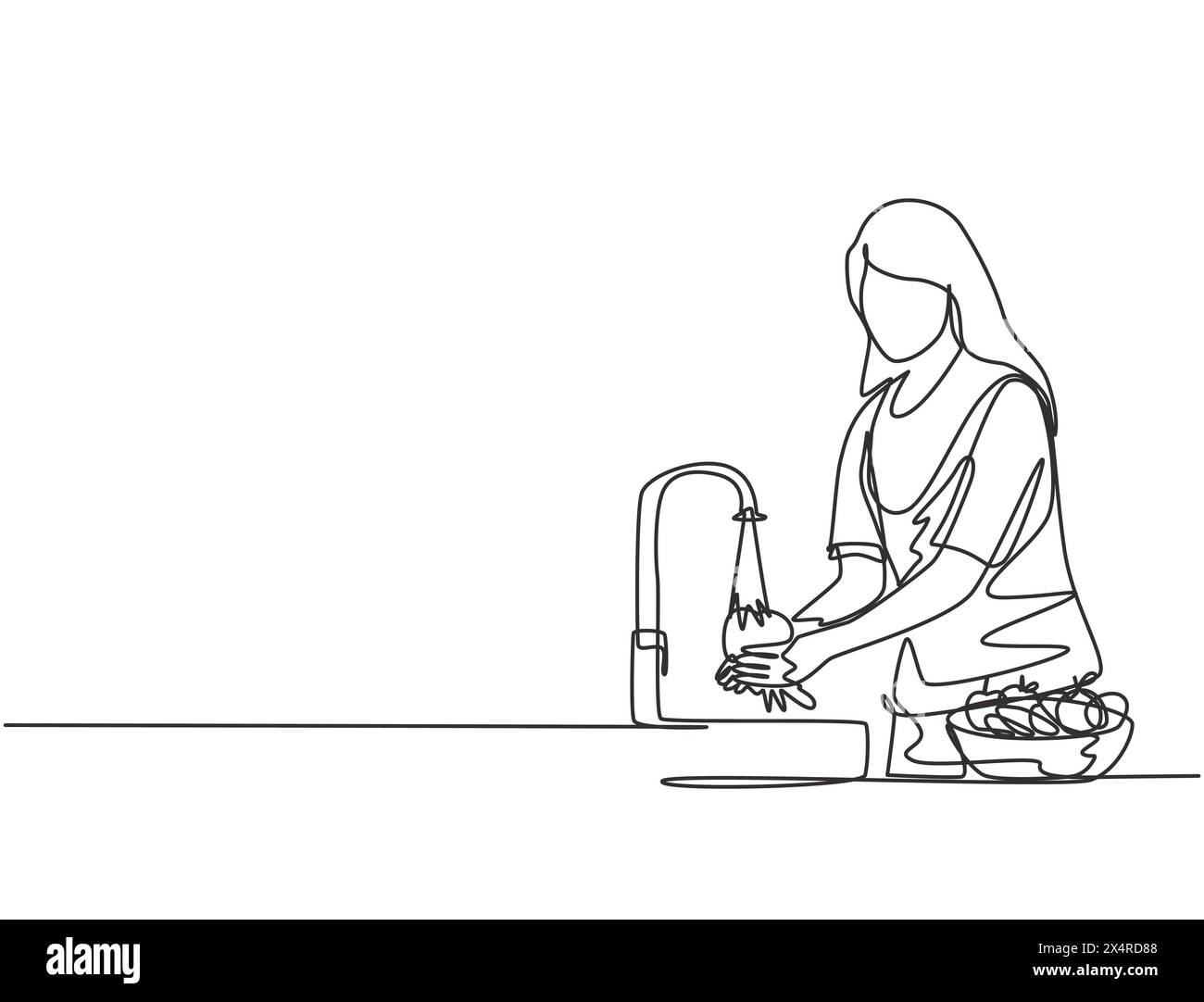 Woman washing apple Stock Vector Images - Alamy