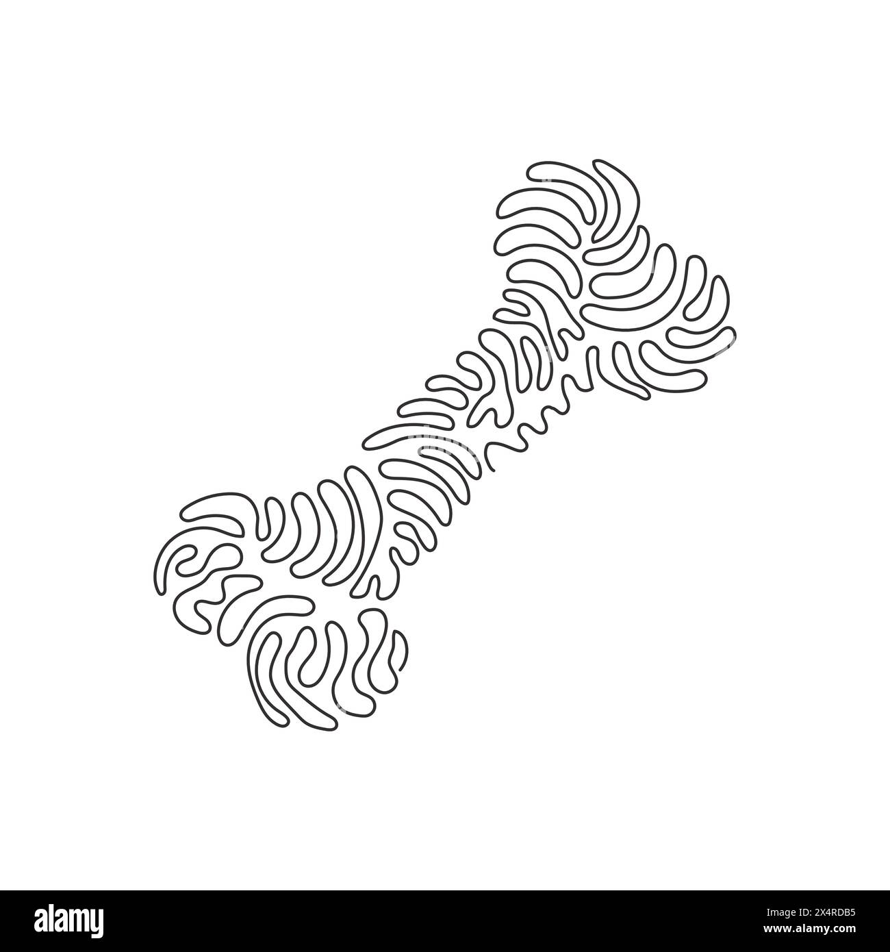 Single continuous line drawing dog bone icon in modern flat design ...