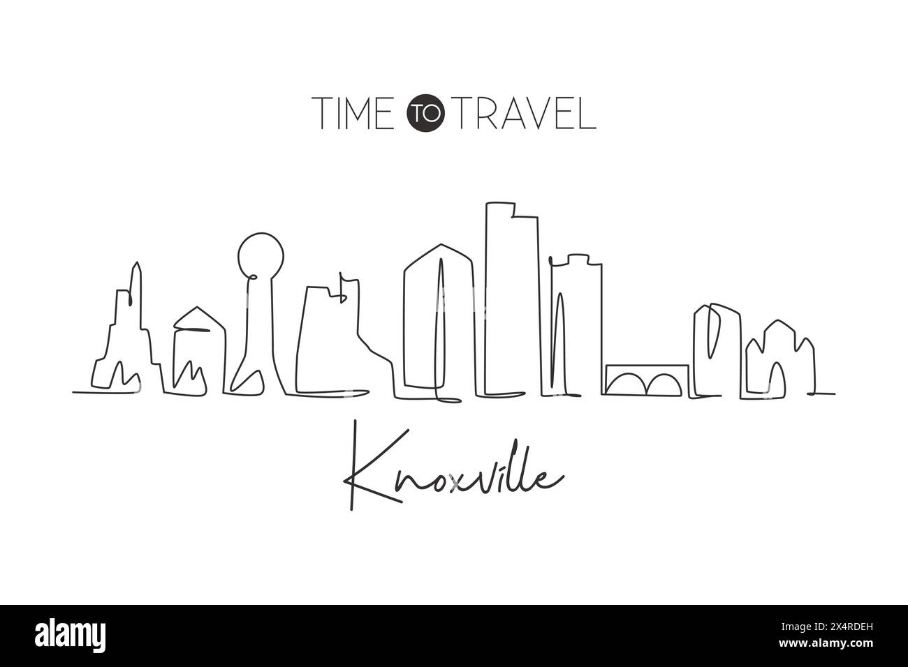 One continuous line drawing of Knoxville city skyline, Tennessee ...