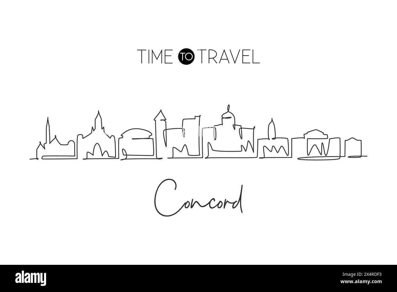 One single line drawing Concord city skyline, New Hampshire. World ...