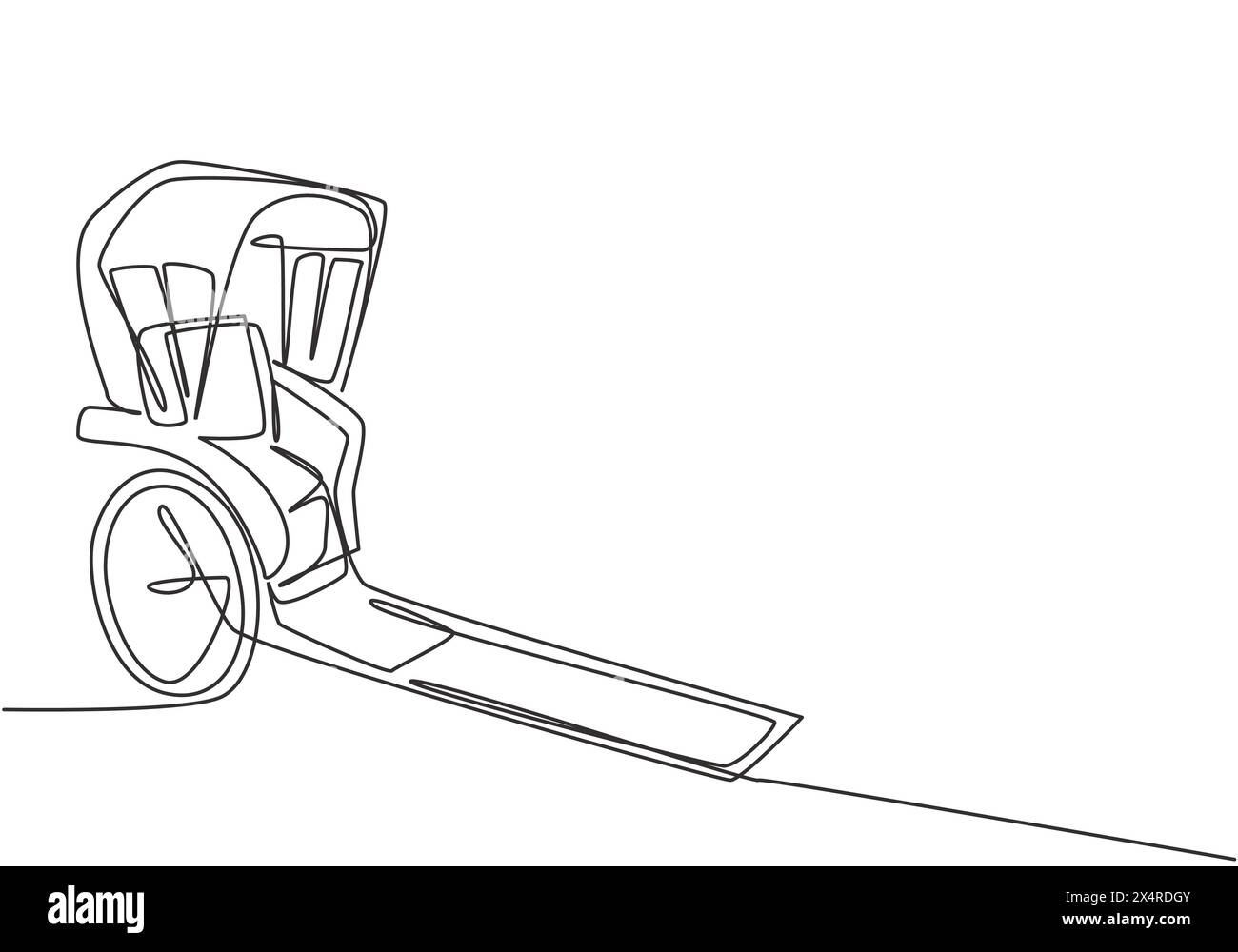 Continuous one line drawing pulled rickshaw vehicles that are a part of ...