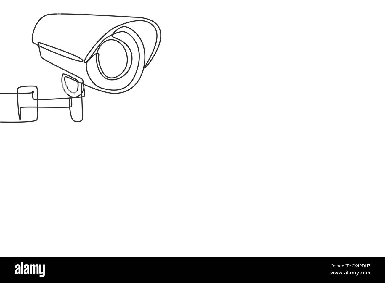 Single continuous line drawing cctv with a round shape installed on the ...