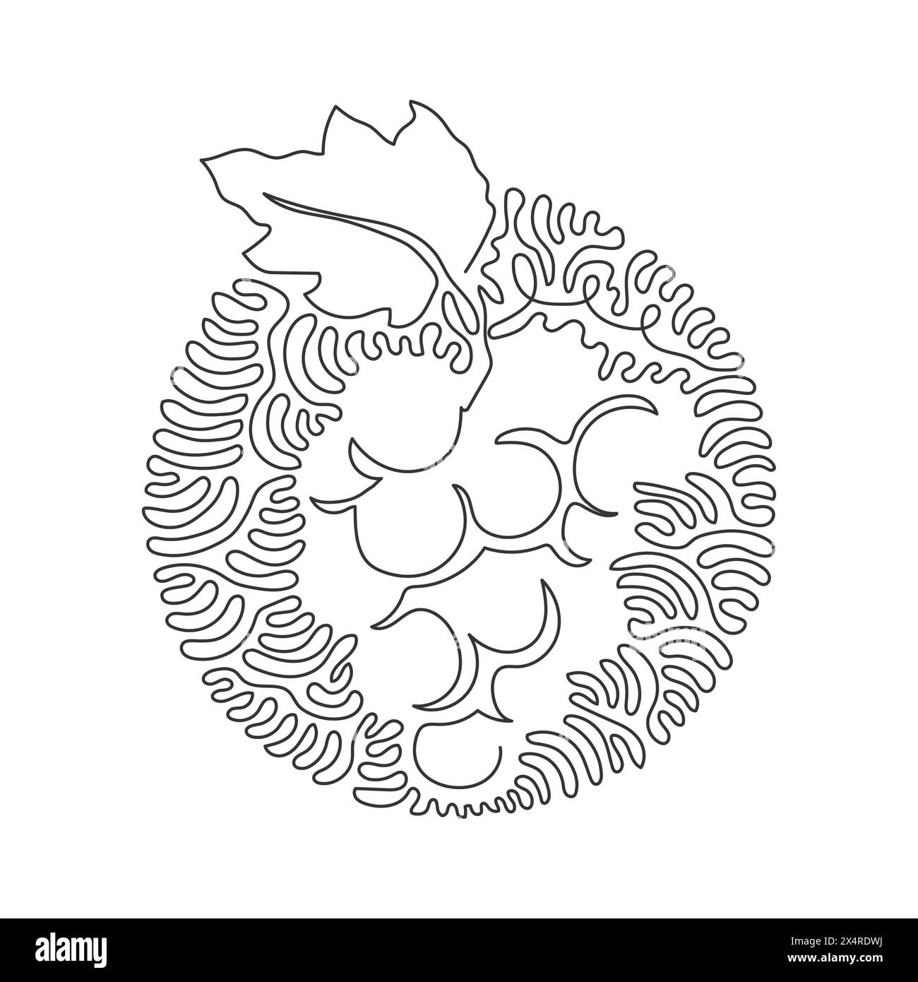 Single one line drawing healthy organic grapes for vineyard logo. Fresh ...