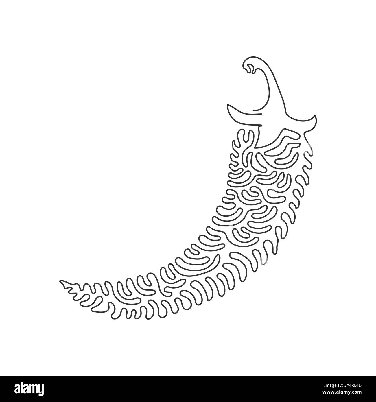 Single continuous line drawing whole healthy organic hot chili for farm ...