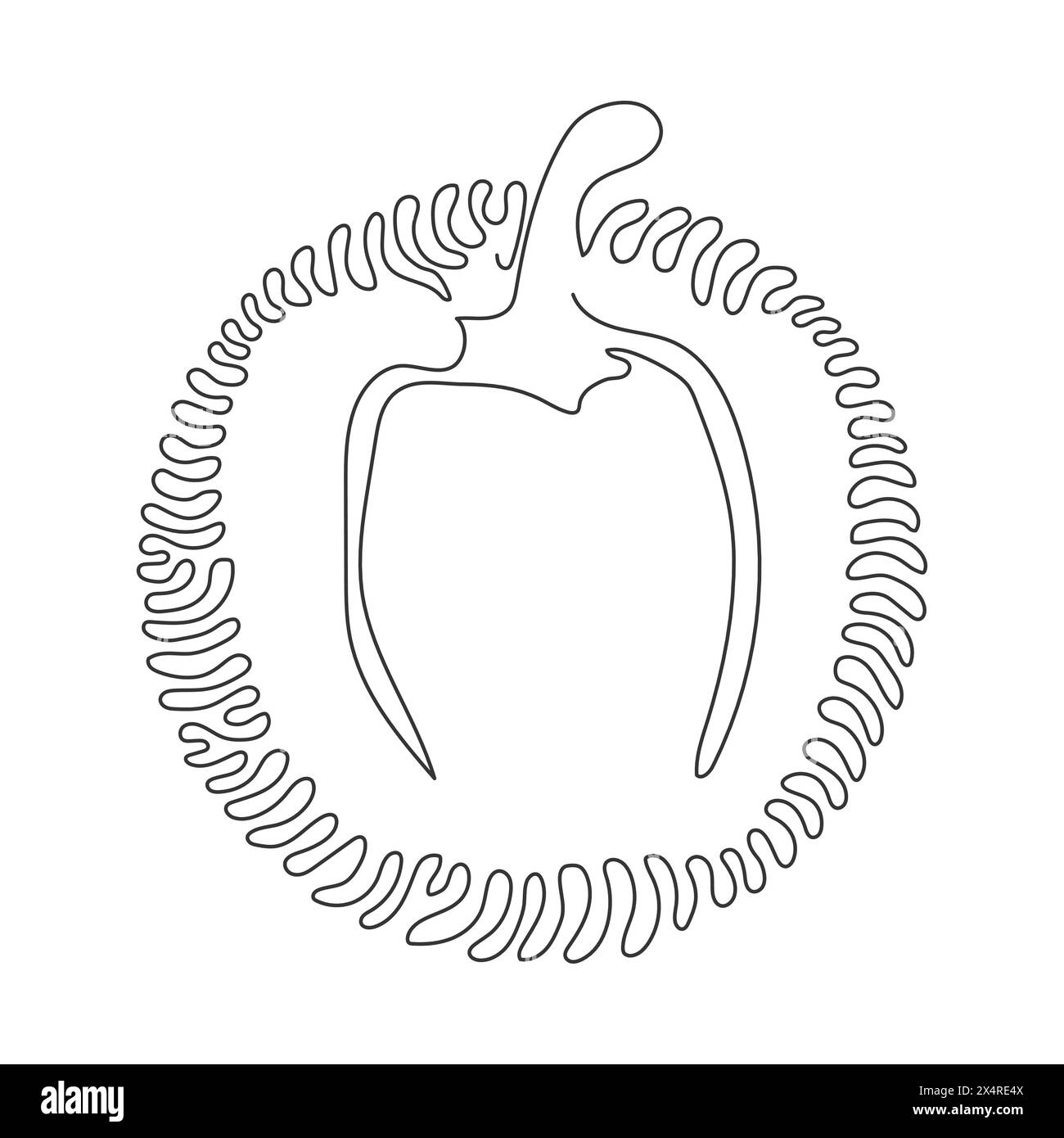 Single continuous line drawing whole healthy organic paprika for ...