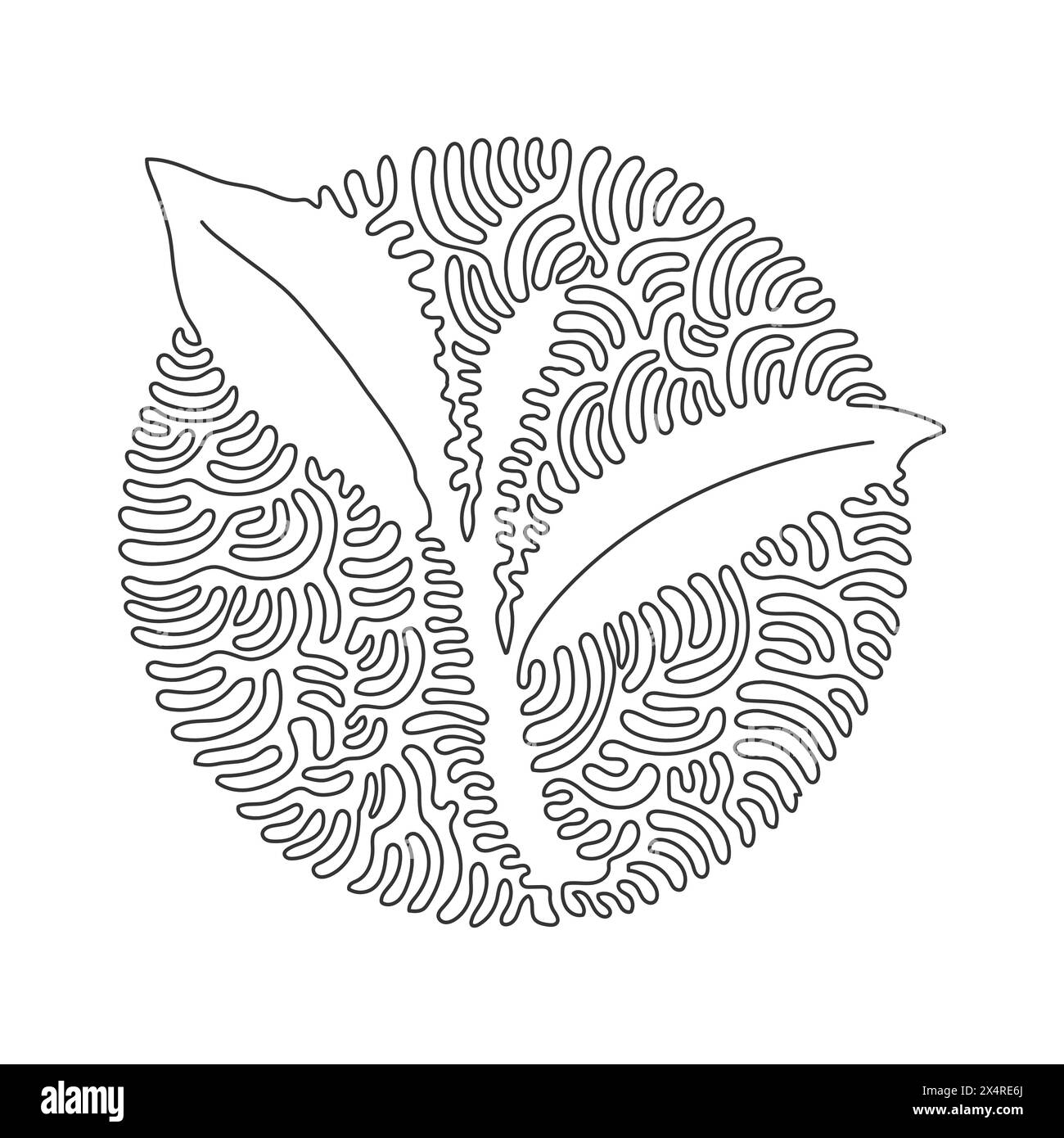 Single one line drawing whole healthy organic tea leaf for herbal drink ...