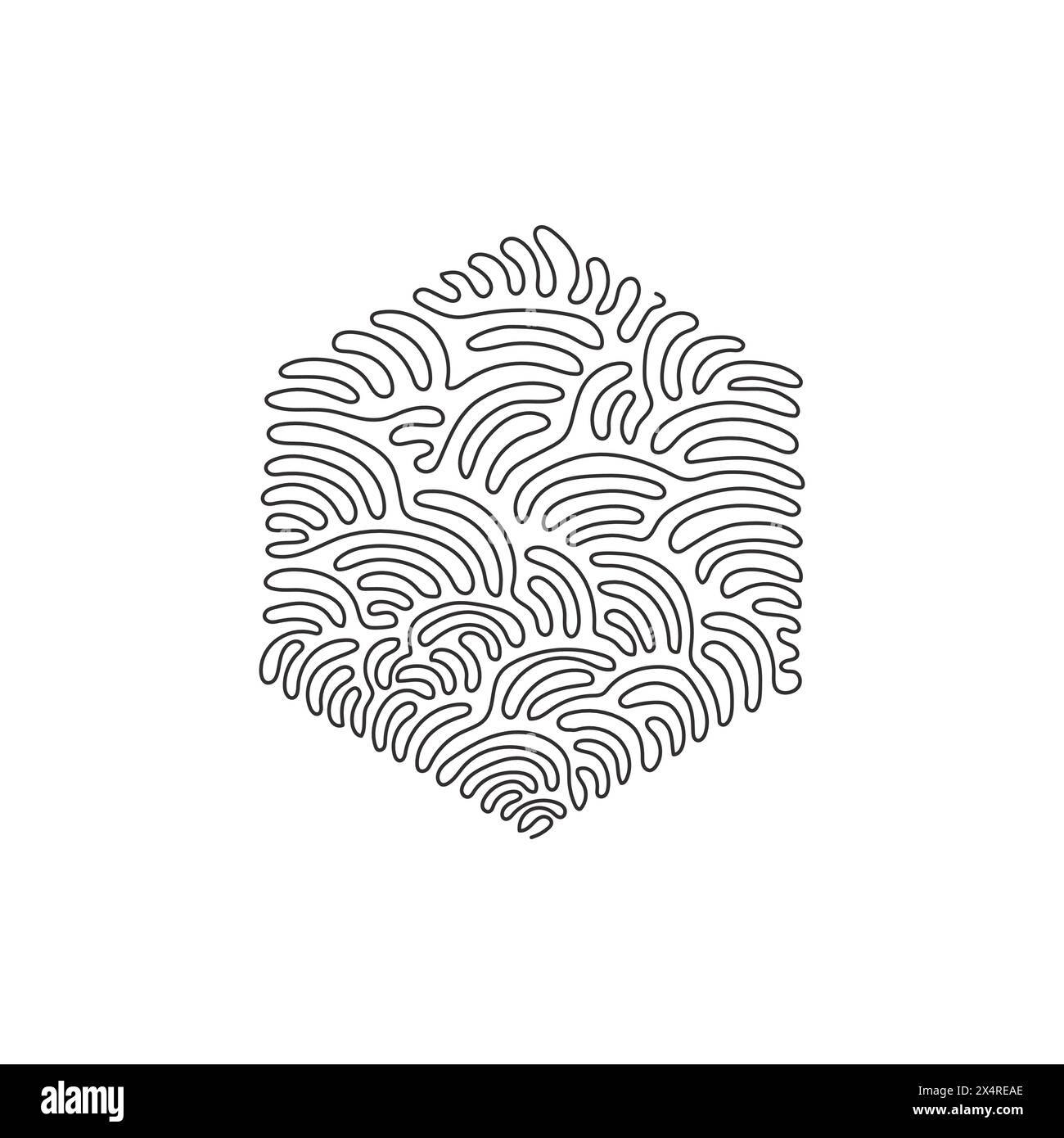 Single continuous line drawing hand drawn hexagon, blank drawing frame ...