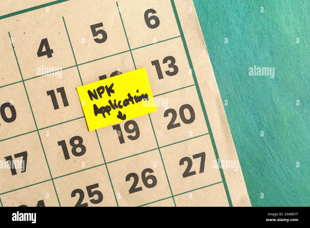 NPK fertilizer application schedule in farming and agriculture concept ...