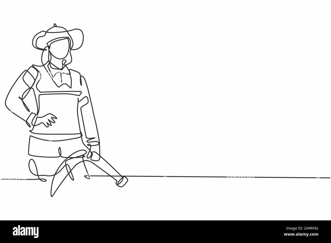 Single continuous line drawing of young beauty brave female firefighter ...