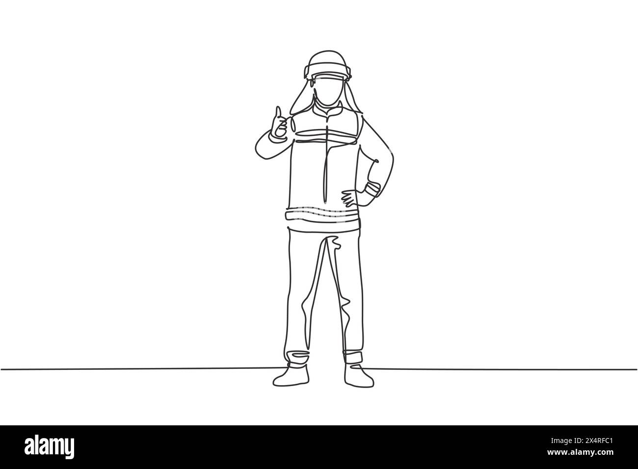 Single one line drawing of firefighters stood wearing helmets and ...