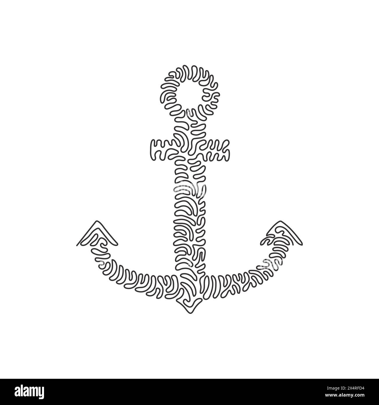 Single one line drawing anchor icon isolated. Ship or boat anchor ...