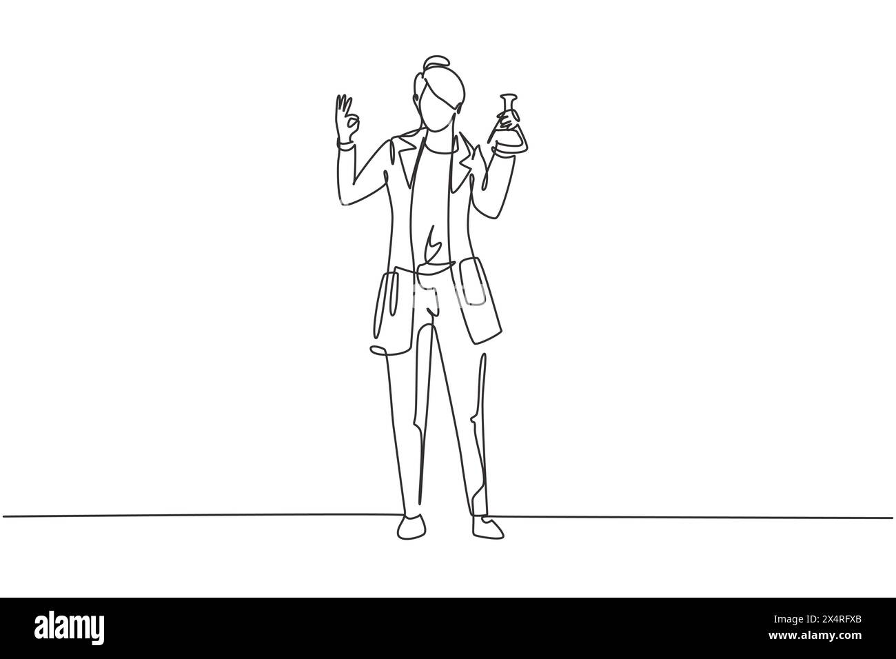 Single line drawing woman microscope hi-res stock photography and ...