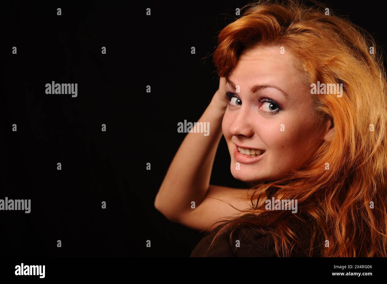 Teen girl with long black, curly hair hi-res stock photography and ...