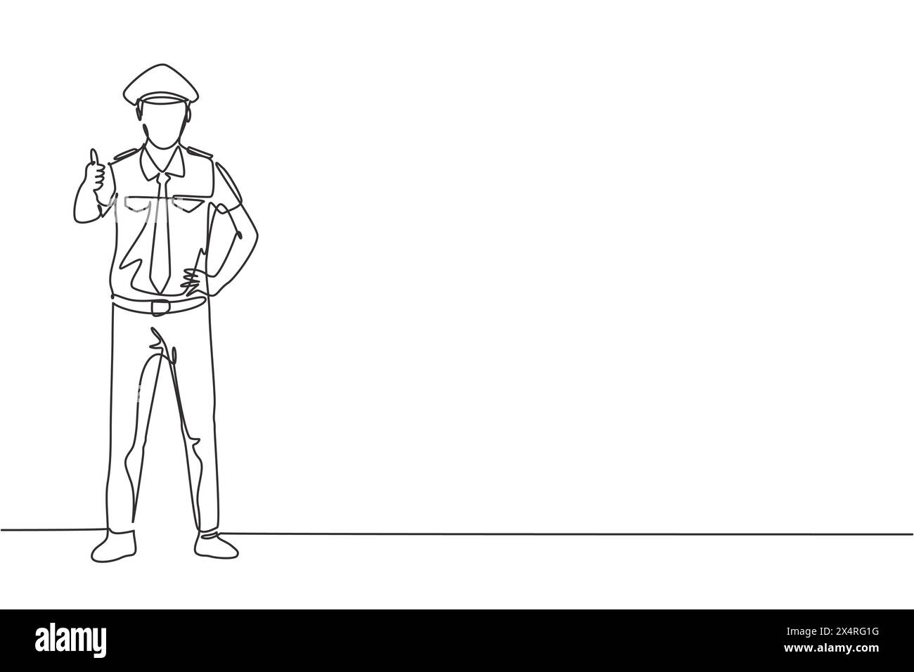 Single one line drawing of pilot stands with a thumbs-up gesture and ...