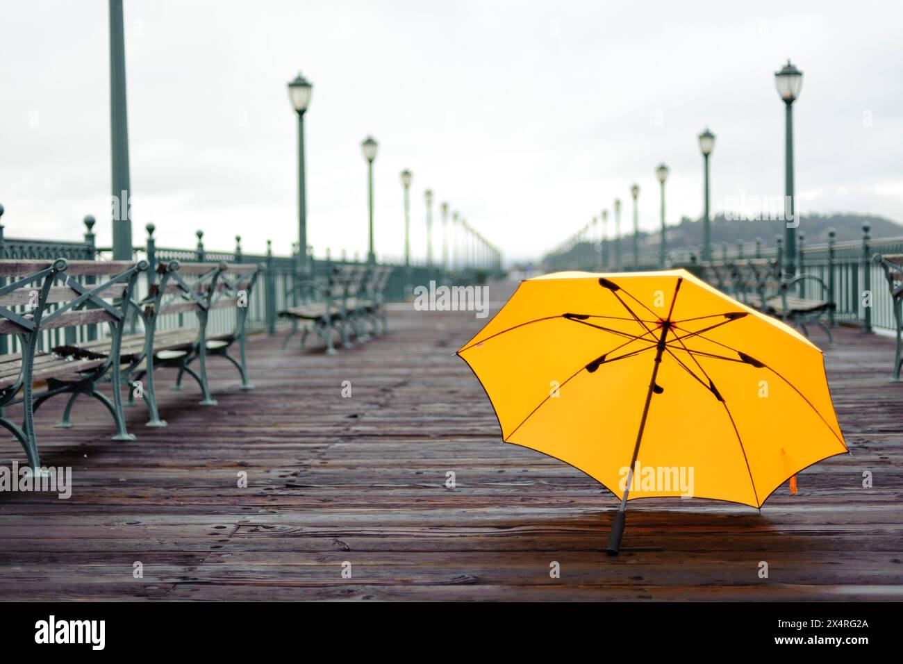 Romantic pier after rain on San Francisco, California, USA Stock Photo ...