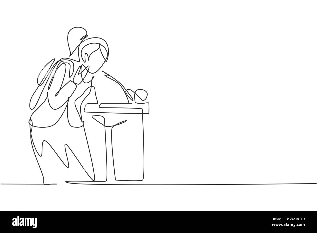 Single continuous line drawing a young woman who is thirsty drinking at ...