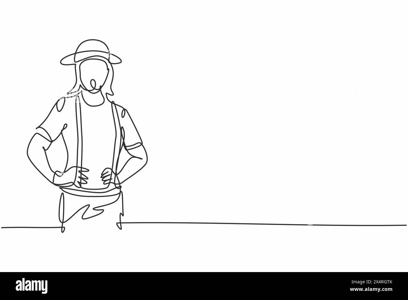 Single continuous line drawing of young female mime artist holding ...